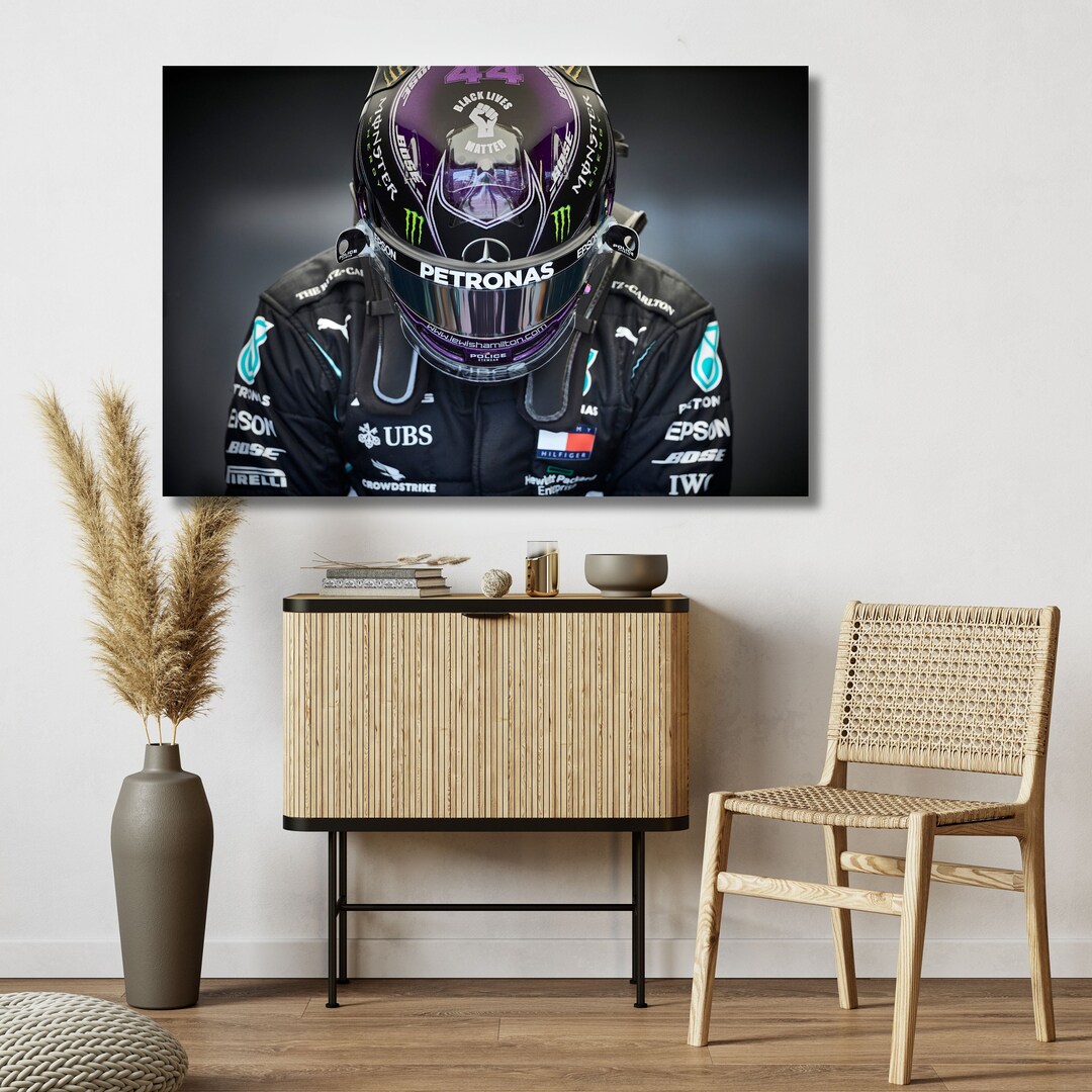 Lewis Hamilton Helmet Picture Print,lewis Hamilton Canvas Wall Art ...