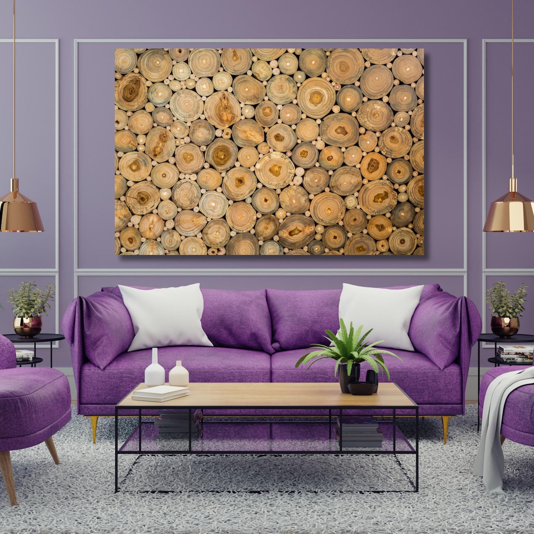 Sliced Wood Log Canvas Wall Art,log Pile Print,tree Ring Wall Art ...
