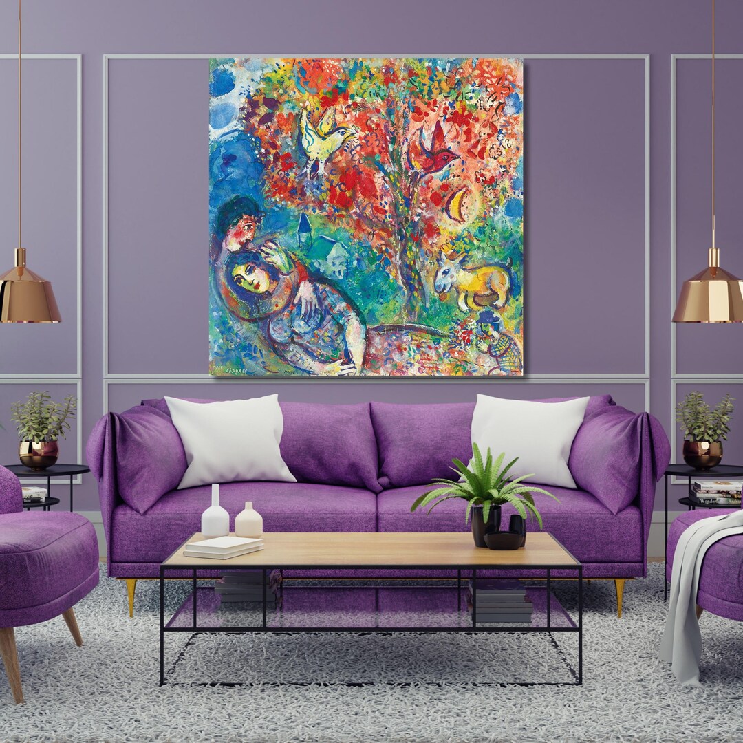 Marc Chagall-couple Under Tree Art Print,marc Chagall Canvas Wall Art ...