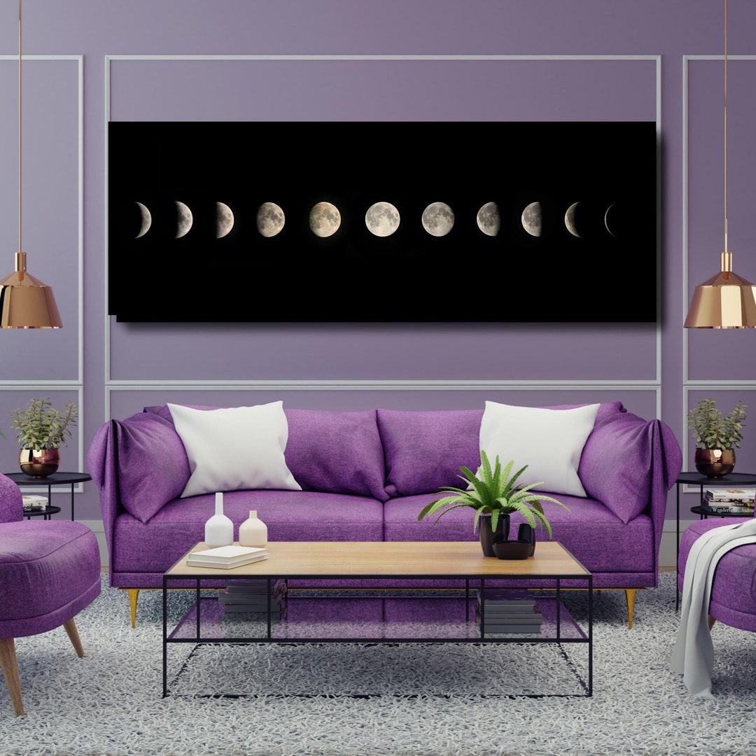 Moon Phases Canvas,lunar Eclipse Canvas Art,moon Phases Decor,moon ...