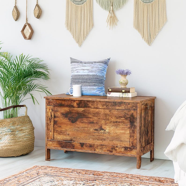 Rustic Wooden Storage Chest, Entryway Storage Chest Organizer, Rustic ...