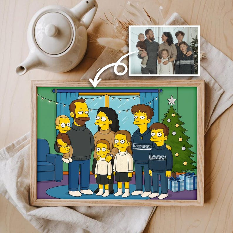 Custom the Simpsons Style Family Portrait Canvas Personalized Cartoon ...