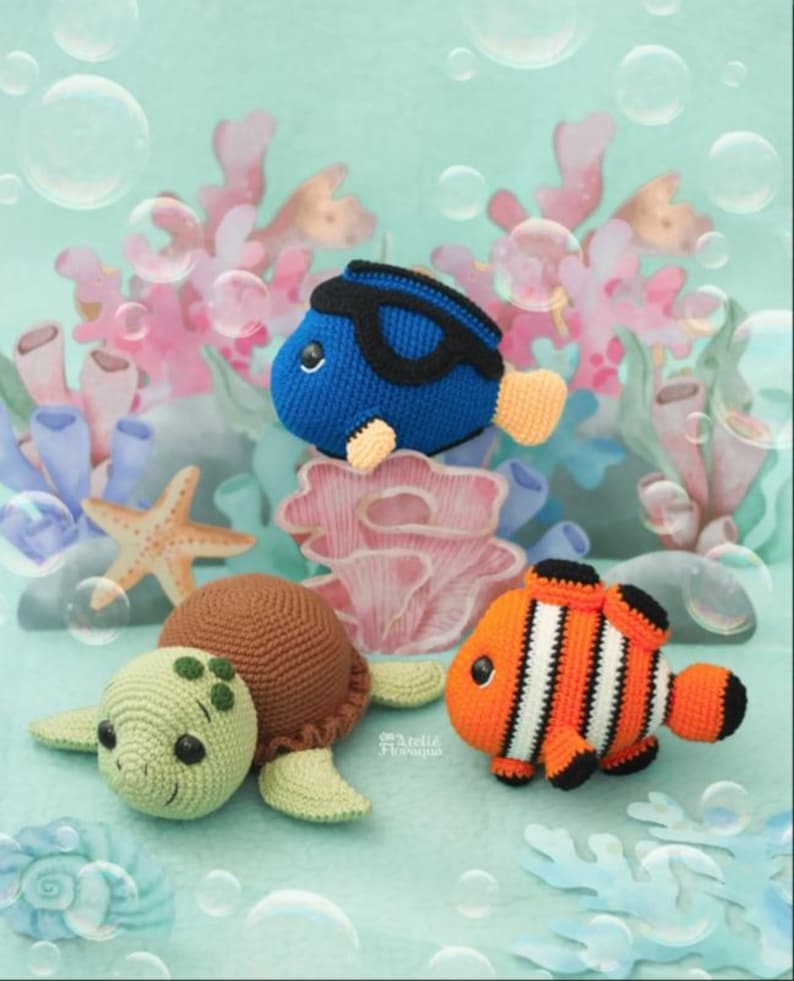 No Sew Amigurumi Crochet Patterns, Crochet Pattern, Clownfish, Mussel ...