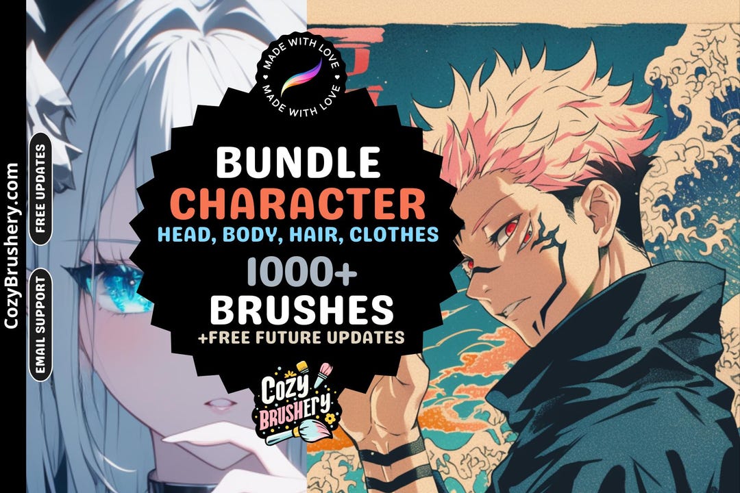 Procreate Brushes: Big Human Brush Bundle, 1000+ Brushes for Hair, Body ...