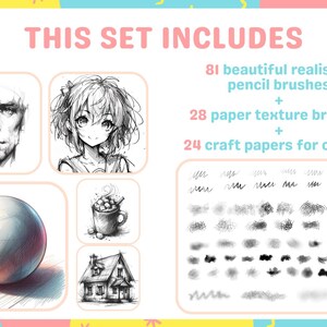 Procreate Brushes: Ultimate Pencil Paper Texture Pack, 81 Brushes for Sketching, Hatching ...