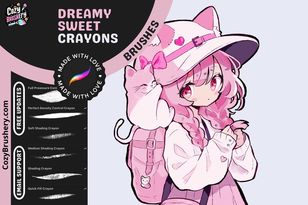 Procreate Brushes: Realistic Crayon Collection, 7 Fun Brushes for Flat ...