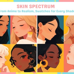 Procreate Color Swatches: Ultimate Skin Tone Palettes, 16 Realistic and ...