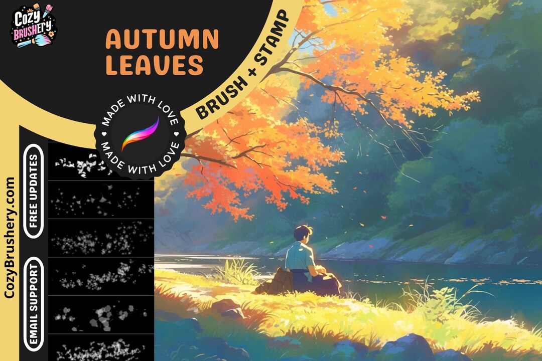 Procreate Brushes: Autumn Leaf Collection, 40 Foliage Brushes for ...