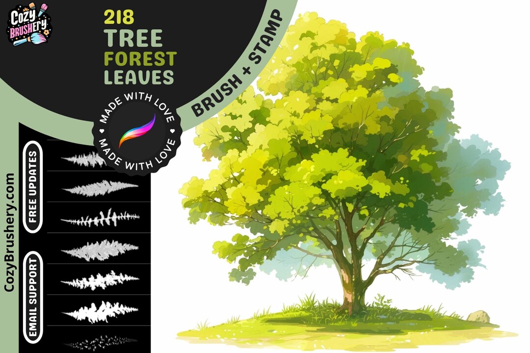 Procreate Brushes: Enchanted Forest Set, 218 Tree Brushes and Stamps ...