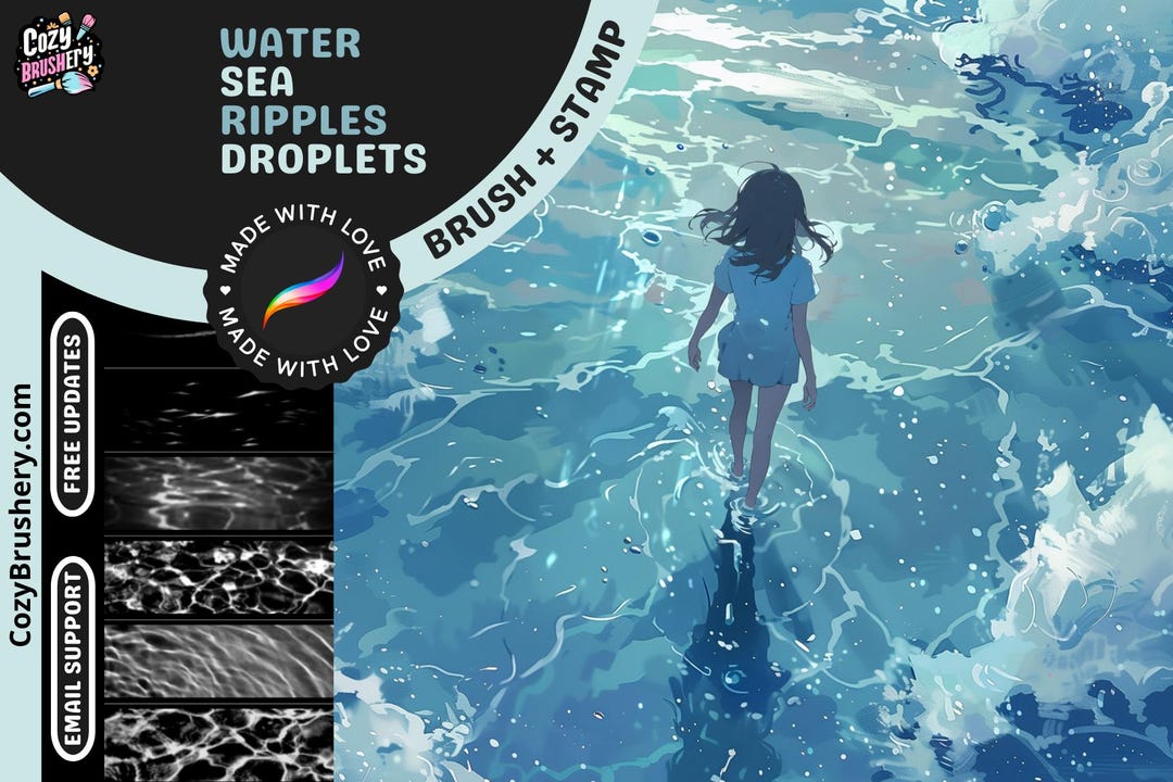 Procreate Brushes: Water Wonders Pack, 71 Ripple Brushes, 100 Water ...