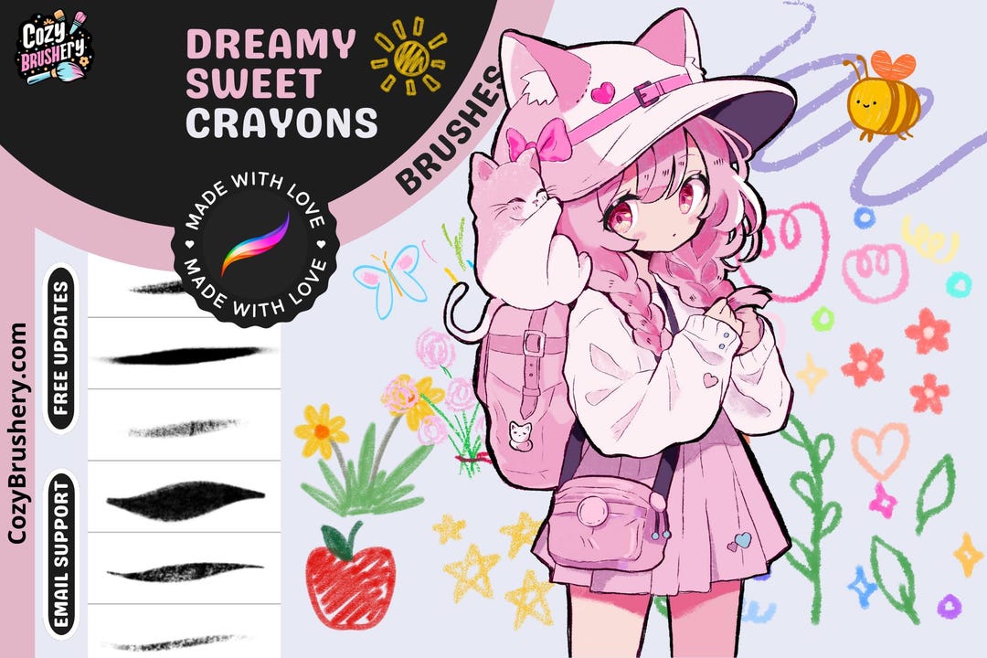 Procreate Brushes: Realistic Crayon Collection, 7 Fun Brushes for Flat ...
