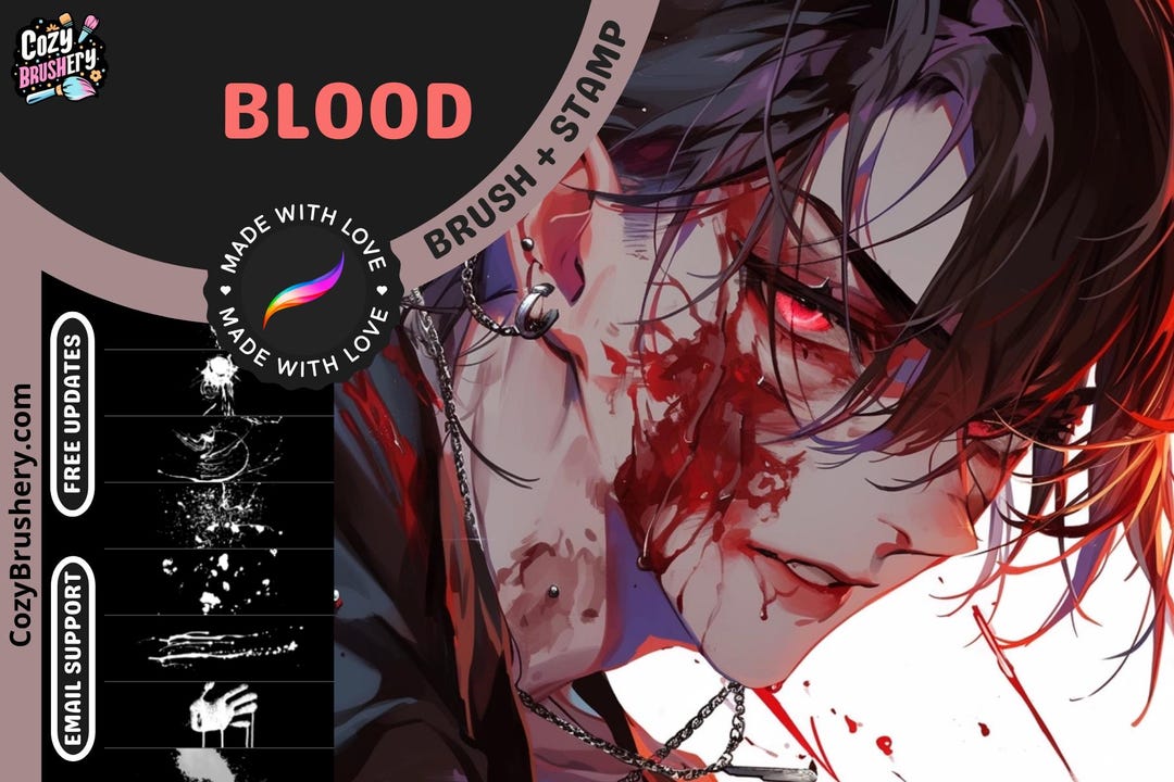 Procreate Brushes: Blood Splatter Collection, 70 Realistic Blood ...