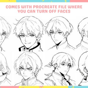 Procreate Stamps: Anime Girl Head Templates, 28 Stamps With Hair and ...