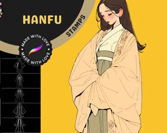Hanfu Stamp Pack: 90+ Traditional Chinese Clothing Stamps for Elegant ...