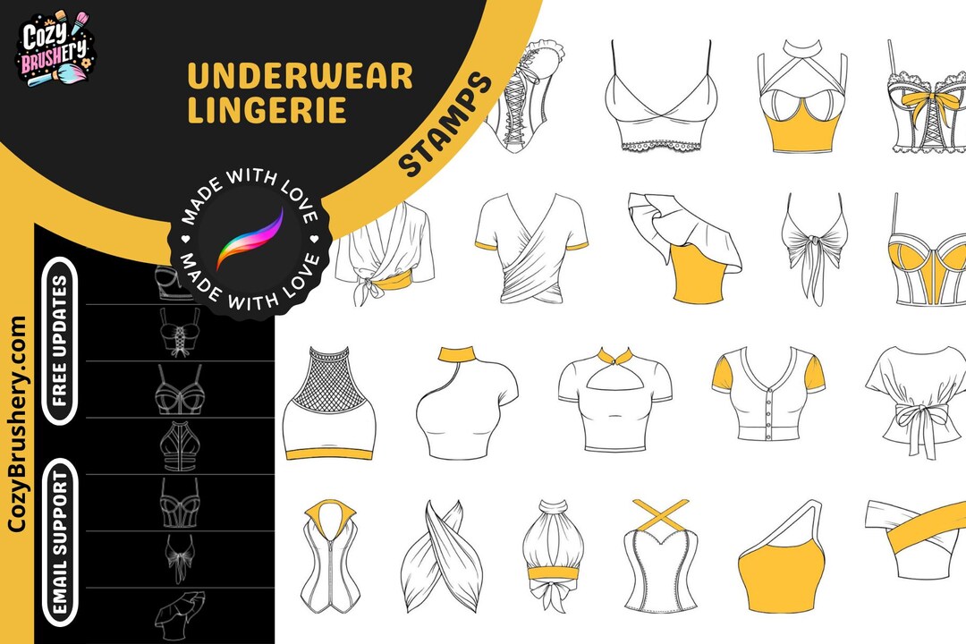 Lingerie & Underwear Stamp Pack: 30 Stylish Stamps for Female Clothing ...