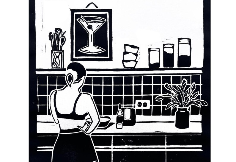Original Lino Print - Cooking for Friends - Etsy