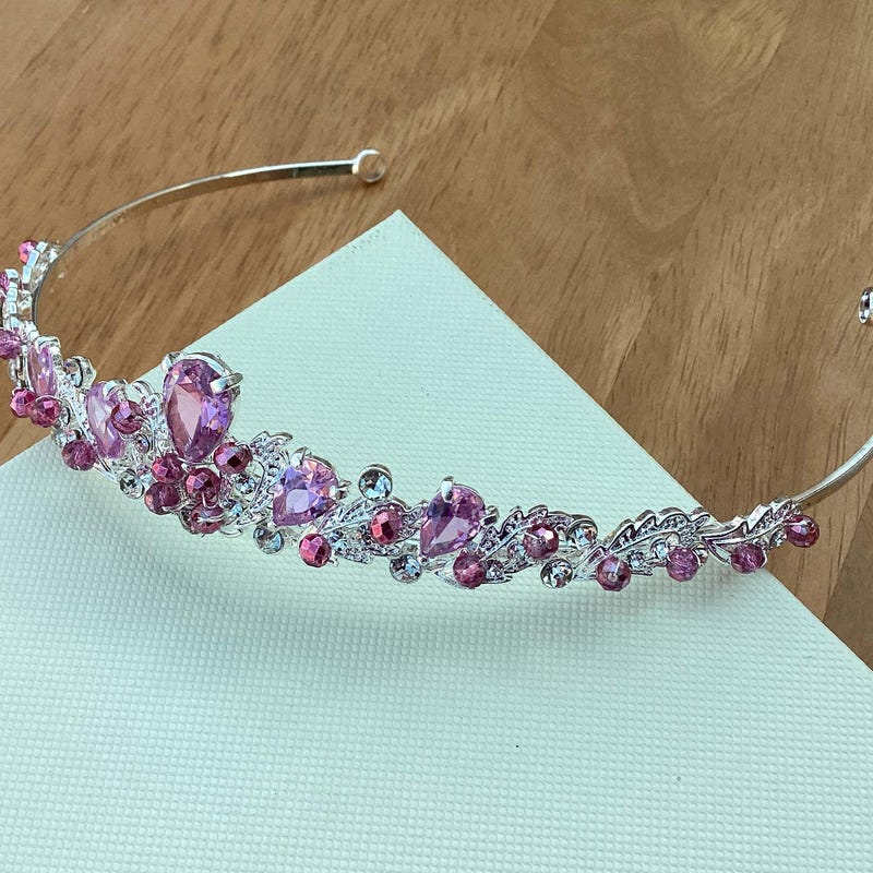 Silver Tiara With Pink - Etsy UK
