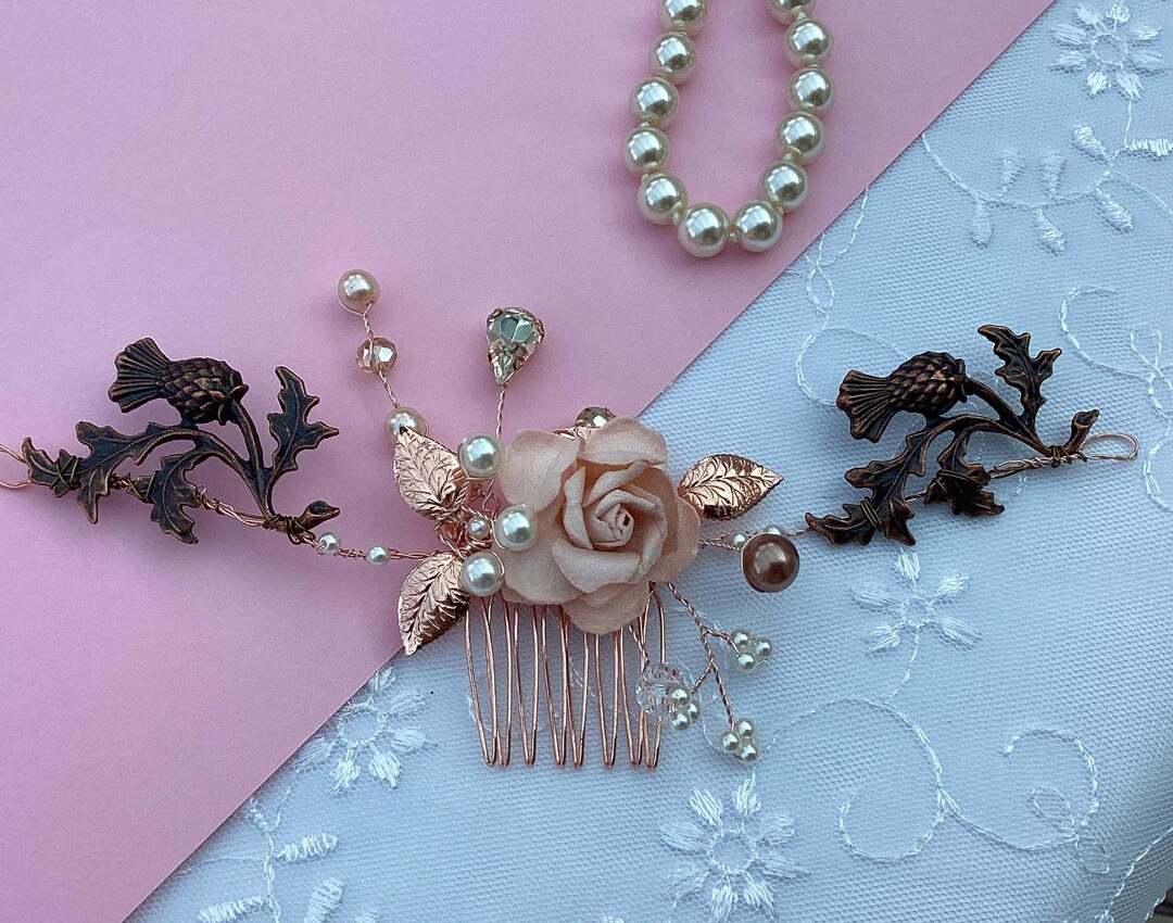 Scottish Thistle Hair Comb - Copper & Peach - Etsy
