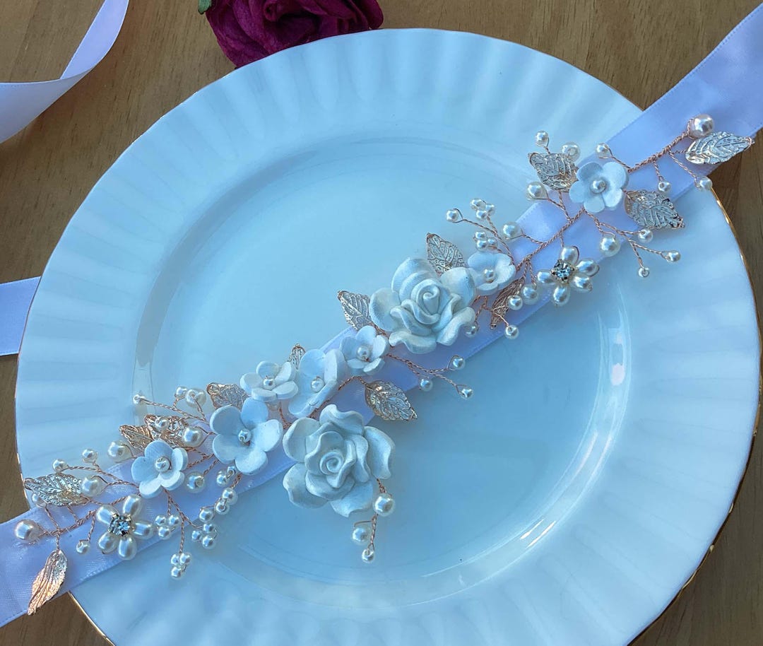 Bridal Sash - Rose Gold Floral Design - Etsy