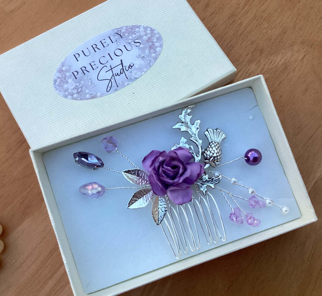 Scottish Thistle Hair Comb - Amethyst - Etsy
