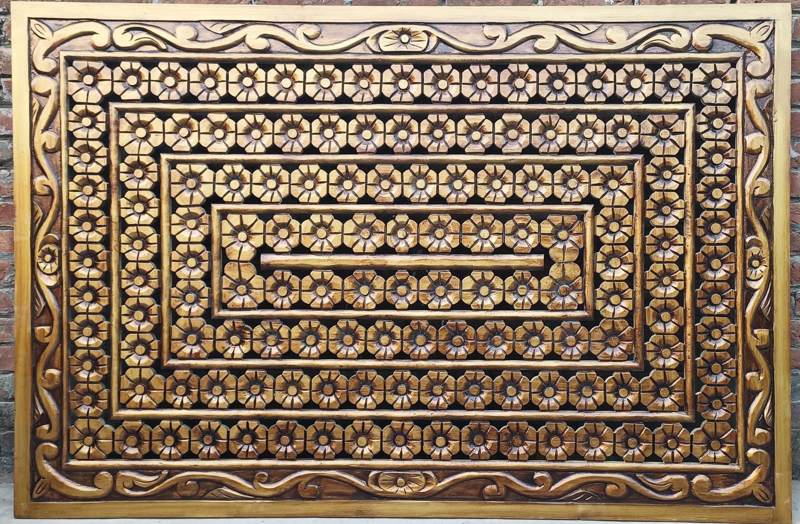 Hand Carved Gold Balinese Mandala Headboard: Boho Wall Decor - Etsy