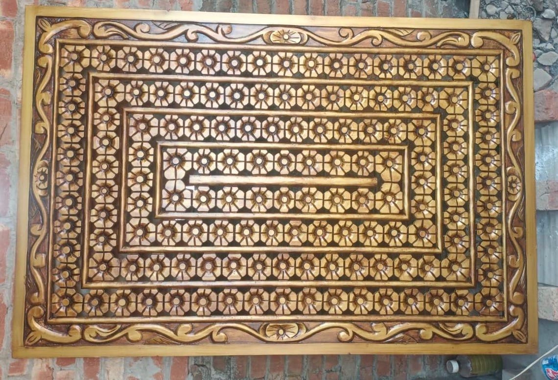 Hand Carved Gold Balinese Mandala Headboard: Boho Wall Decor - Etsy