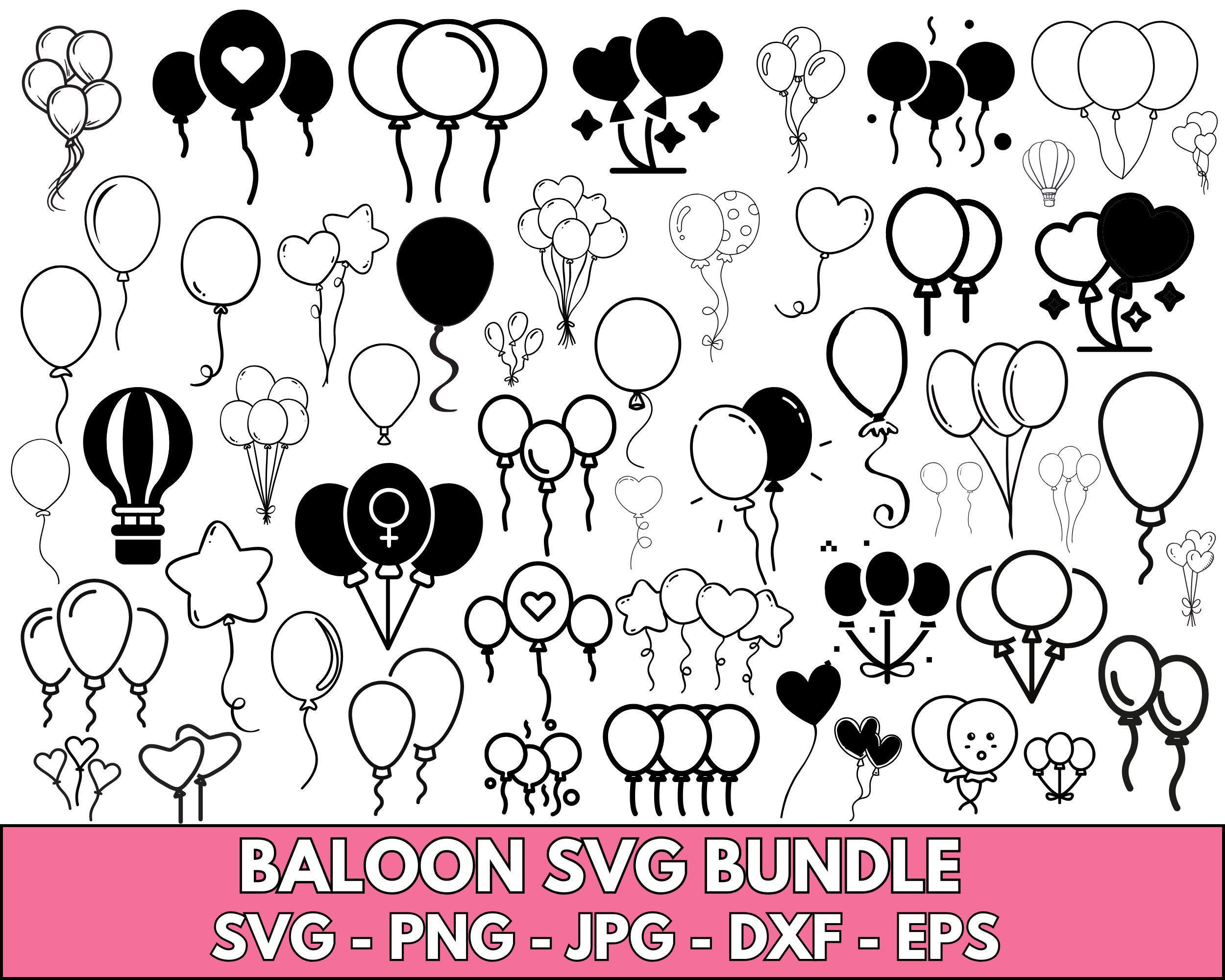 Balloon Svg Bundle, Balloon Clipart, Balloon Silhouette, Birthday ...