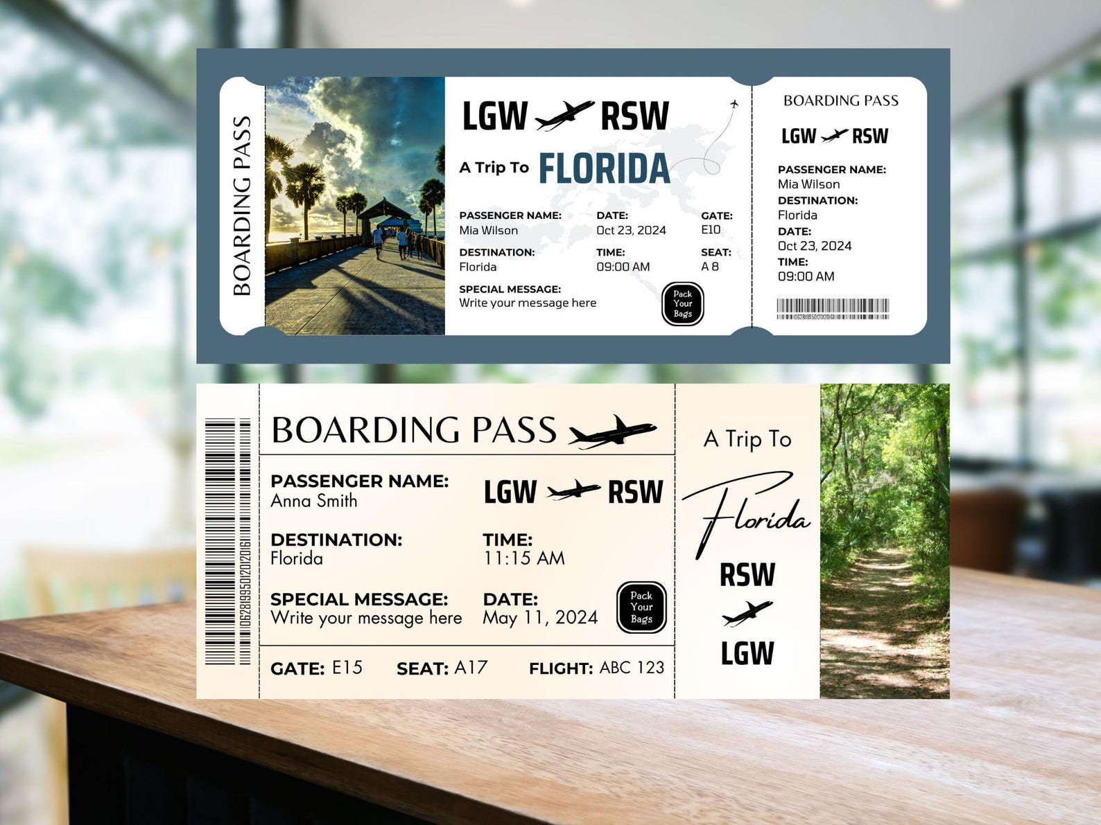 Printable Boarding Pass Airline Ticket Gift Surprise Trip Reveal ...