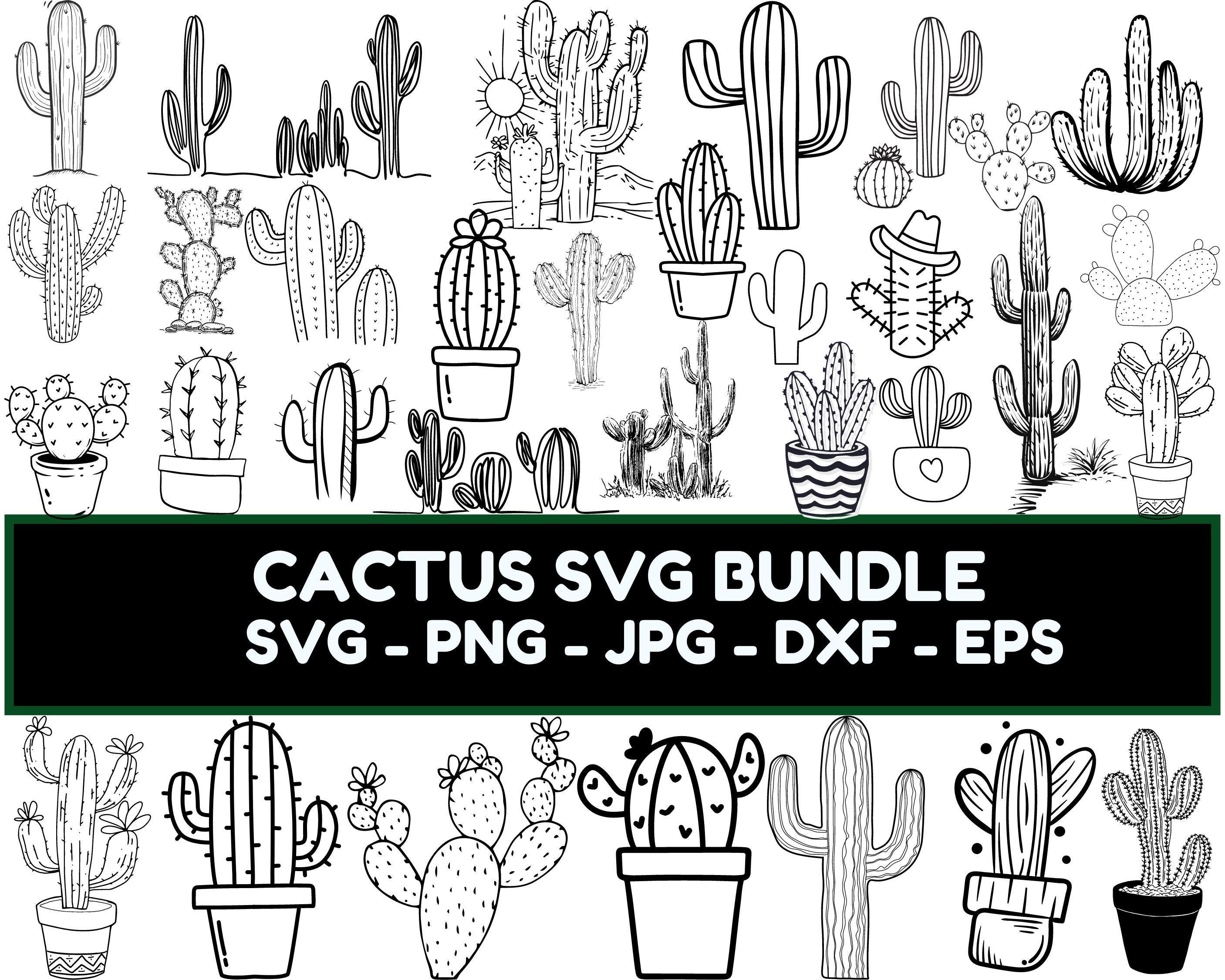 Cactus SVG Bundle Cactus Flower SVG File Succulent Png for Shirts Cacti ...