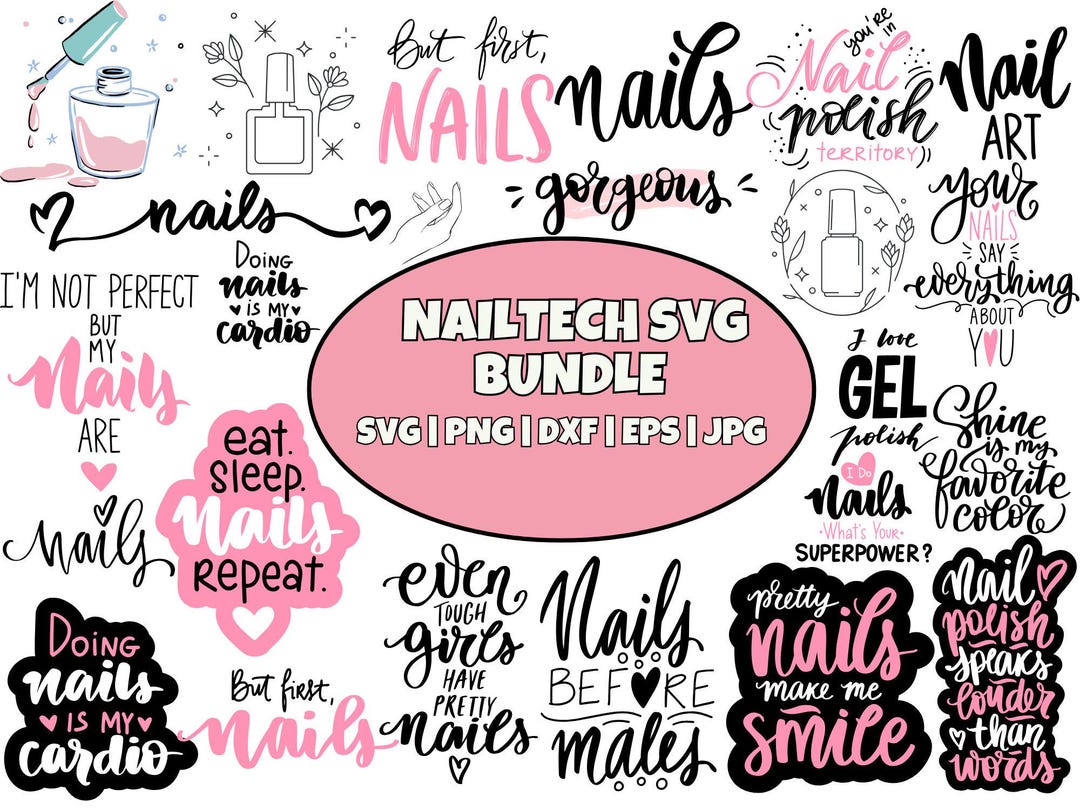 Nail Tech SVG Bundle | Nail Artist SVG Cut File | Girl Hand Svg | Nail ...