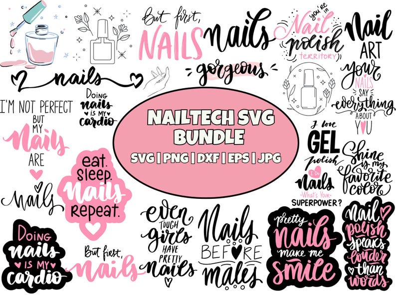 Nail Tech SVG Bundle | Nail Artist SVG Cut File | Girl Hand Svg | Nail ...