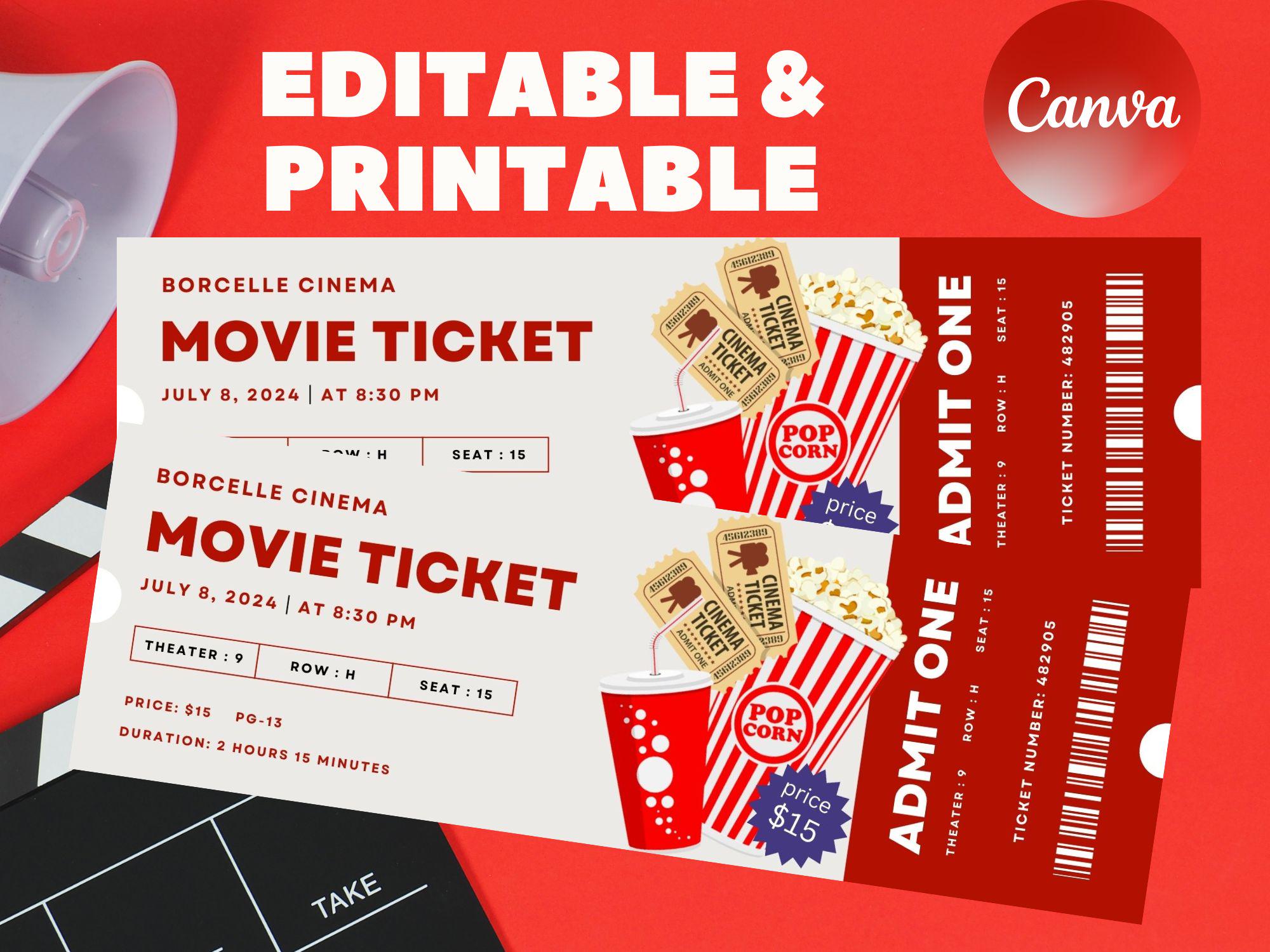 Movie Night Ticket,movie Ticket,movie Invitation,surprise Movie Night ...