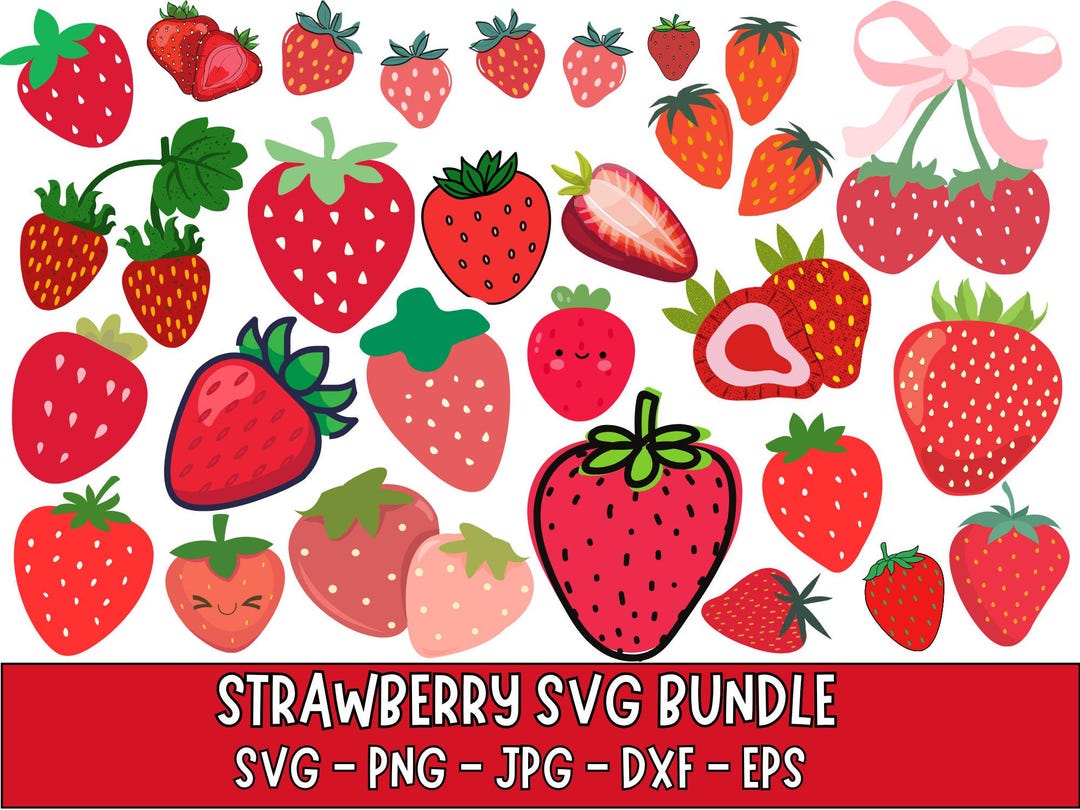 Strawberry SVG Bundle: Clipart, Cut Files for Cricut (instant Download ...