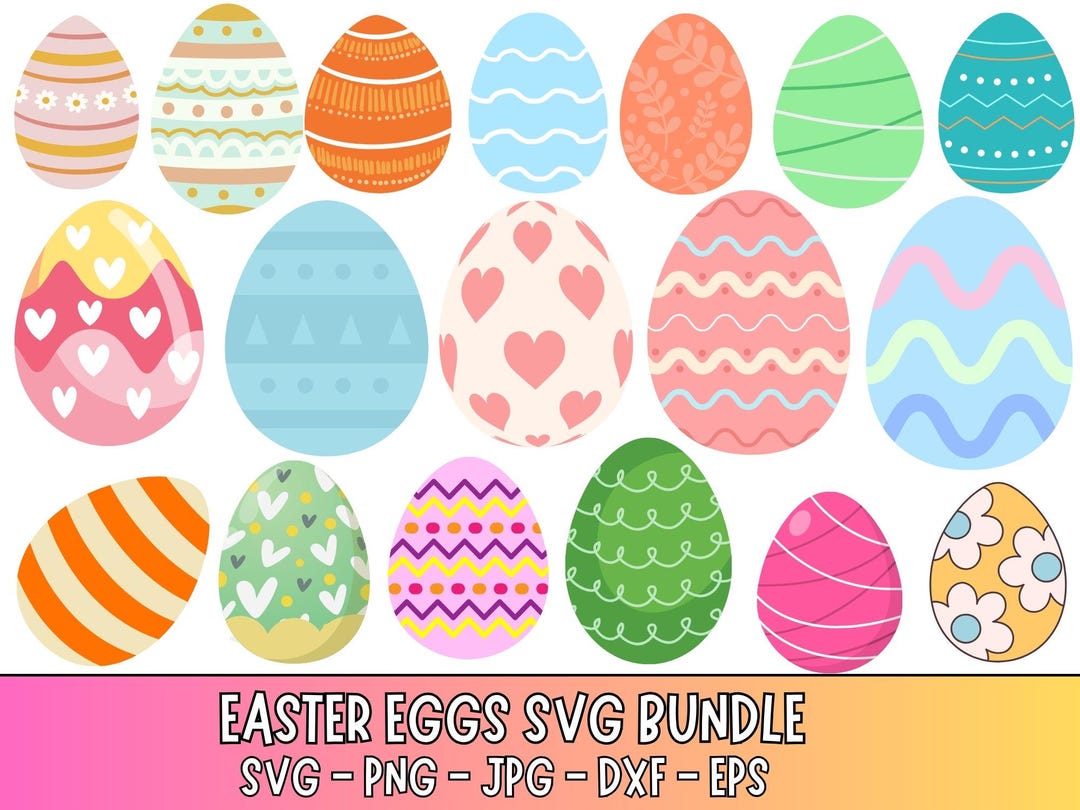 Easter Egg Bundle SVG Files | Easter 2025 Cut Files | Easter Egg Silhouette Vector Files | Happy ...
