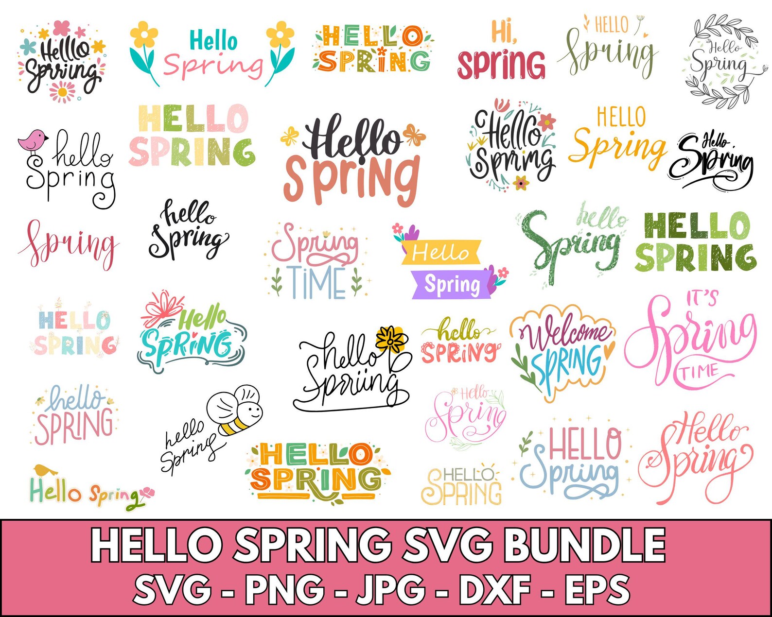 Hello Spring Bundle, Welcome Spring Svg, Flower Svg, Spring is Here Svg ...