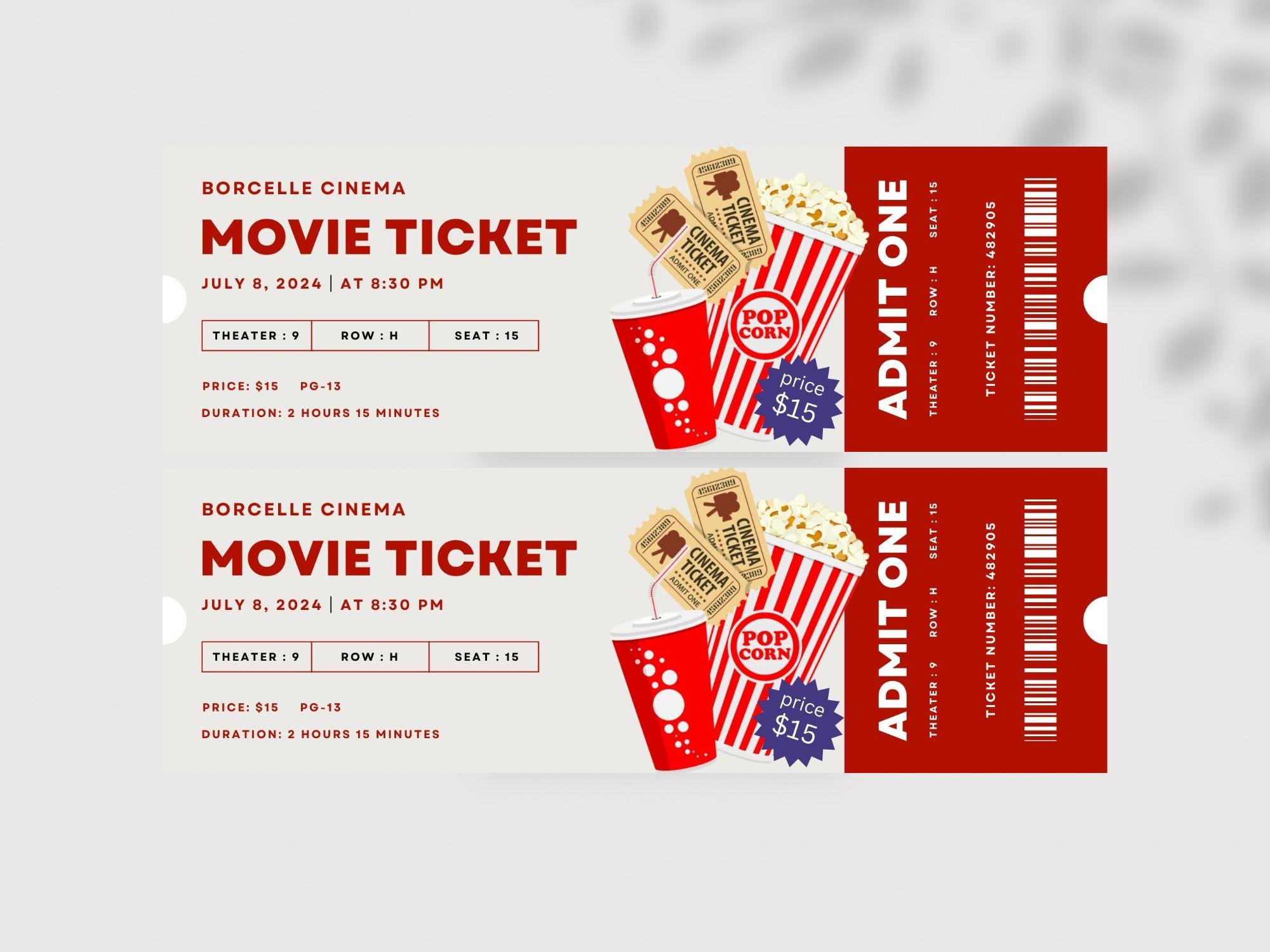 Movie Night Ticket,movie Ticket,movie Invitation,surprise Movie Night ...