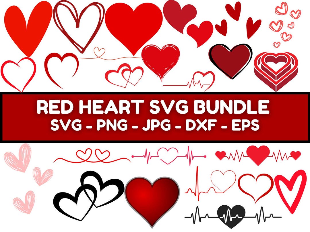 Red Heart SVG, Valentine's Day Svg, Red Hearts Bundle, Love Svg, Heart ...