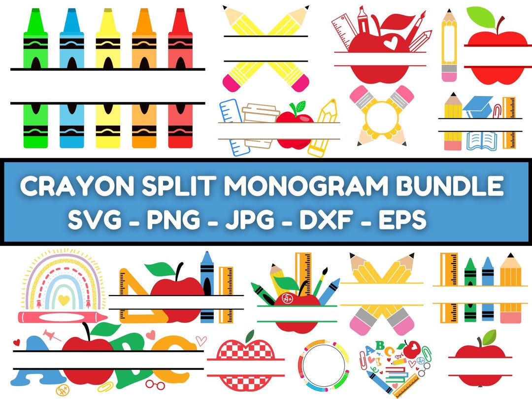Crayon Split Monogram Svg, Crayon Svg, Teacher Svg, Crayon Wrapper Svg ...