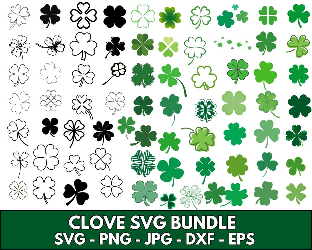 Clover SVG Bundle: Shamrock Clipart, St Patricks Day Design (digital ...