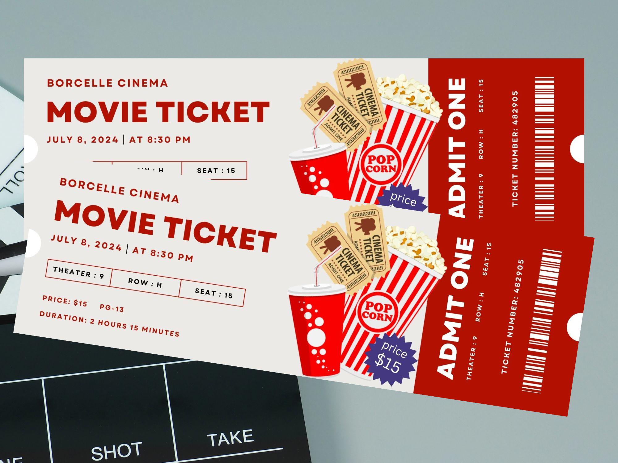 Movie Night Ticket,movie Ticket,movie Invitation,surprise Movie Night ...