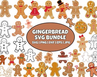 Gingerbread Man SVG Bundle: Christmas Cut Files (digital Download) - Etsy