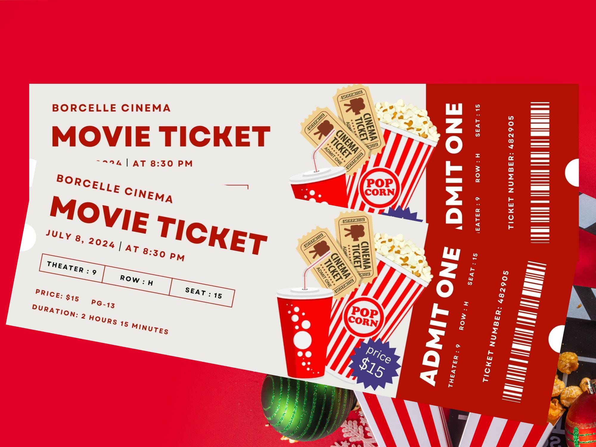 Movie Night Ticket,movie Ticket,movie Invitation,surprise Movie Night ...