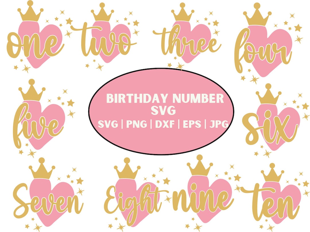 Birthday Number SVG | 1-10 Numbers SVG | Birthday Gold Number SVG ...