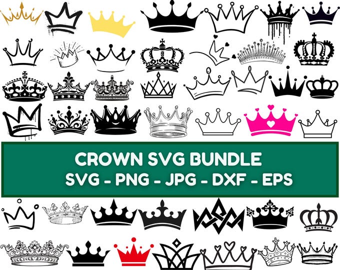 Royal Crown SVG Bundle: King, Queen, Princess Tiara (digital File ...