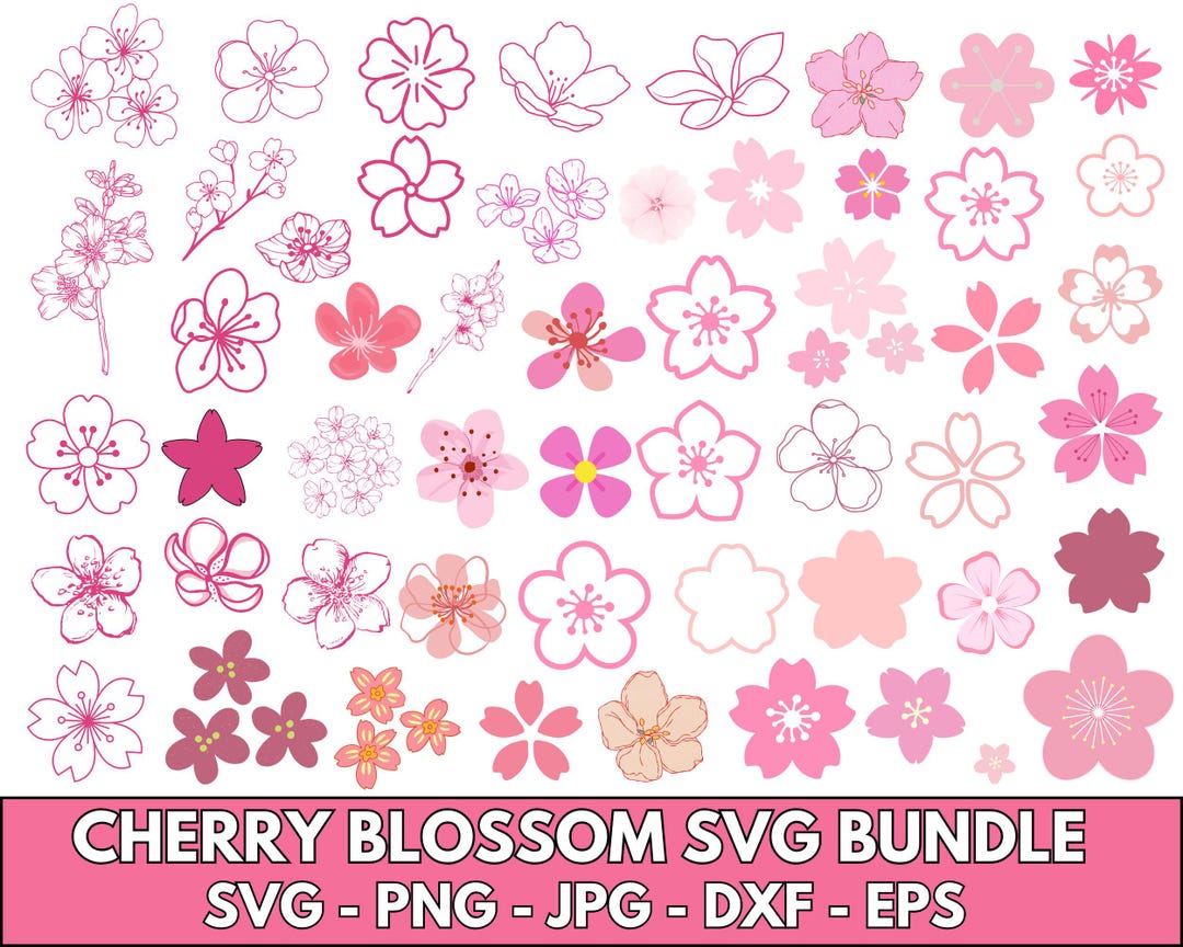 Cherry Blossom SVG Bundle: Sakura Flower Graphics (digital Download) - Etsy