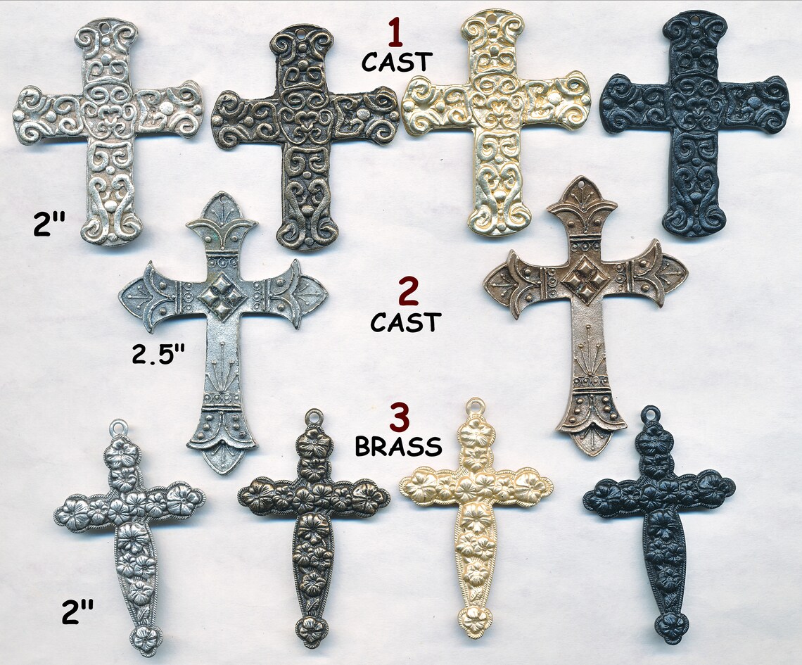 CAST and BRASS CROSSES 1 per Order. 3 Styles - Etsy