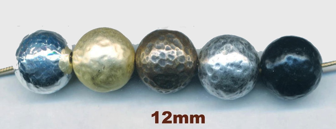 Wholesale Available 12mm BRASS HAMMERED BEAD in Ant Silver, Shiny ...