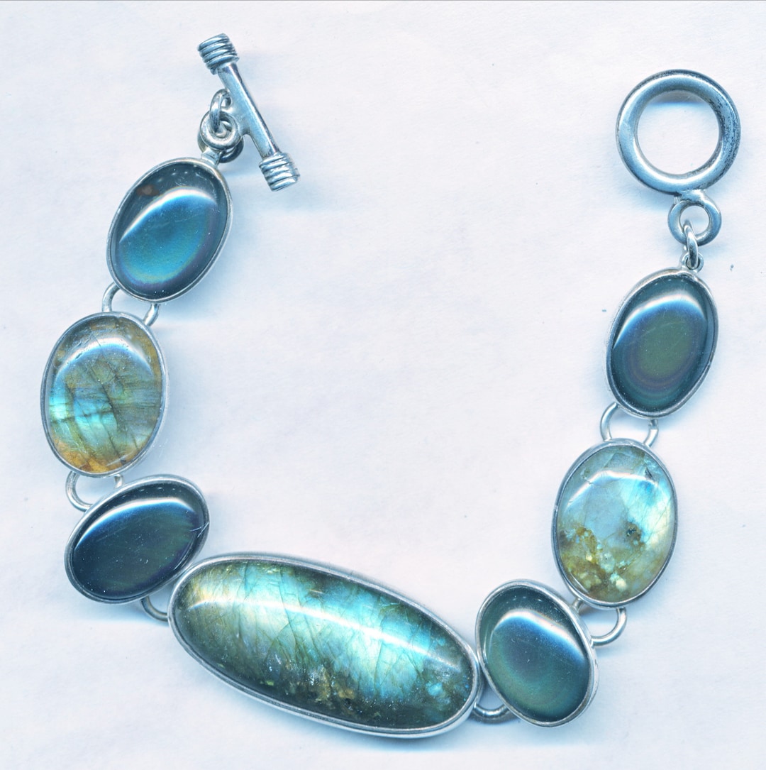STERLING SILVER and LABRADORITE Bracelet - 8" - Etsy