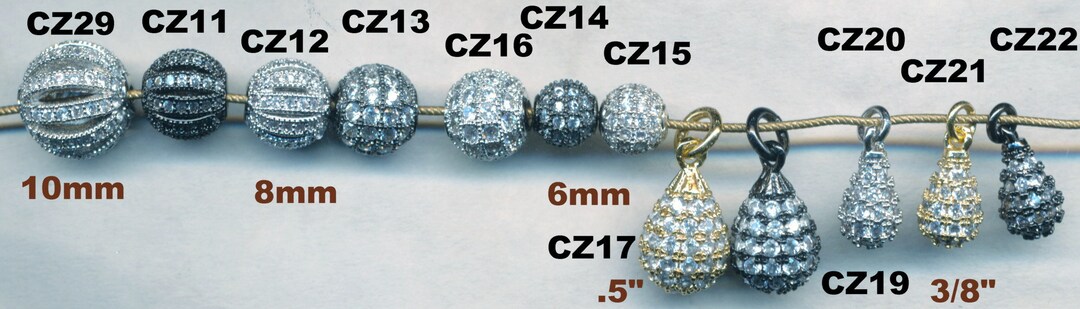 CZ BEADS- Various Sizes and Prices. 1 per Order - Etsy