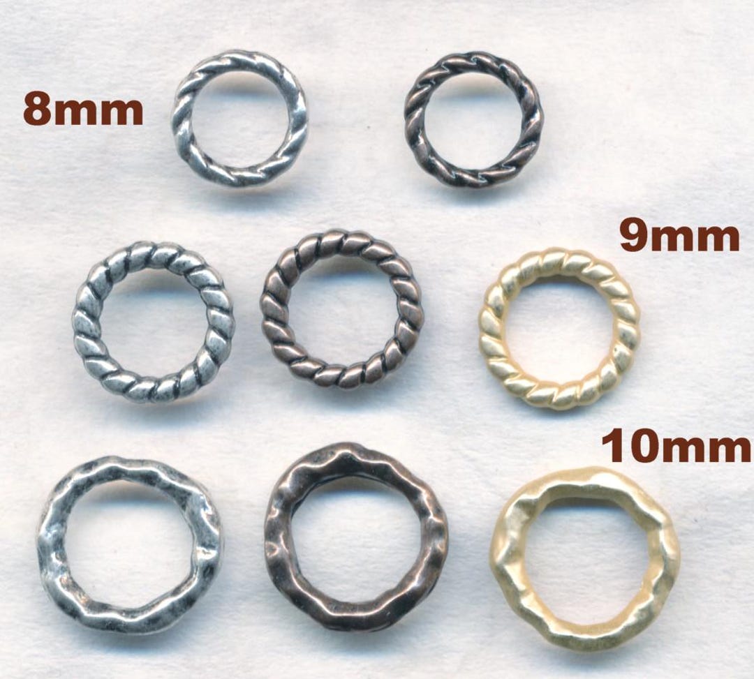 SOLDERED TEXTURED RINGS 8, 9, 10mm 30 Pieces 3 Colors on 9-10mm - Etsy